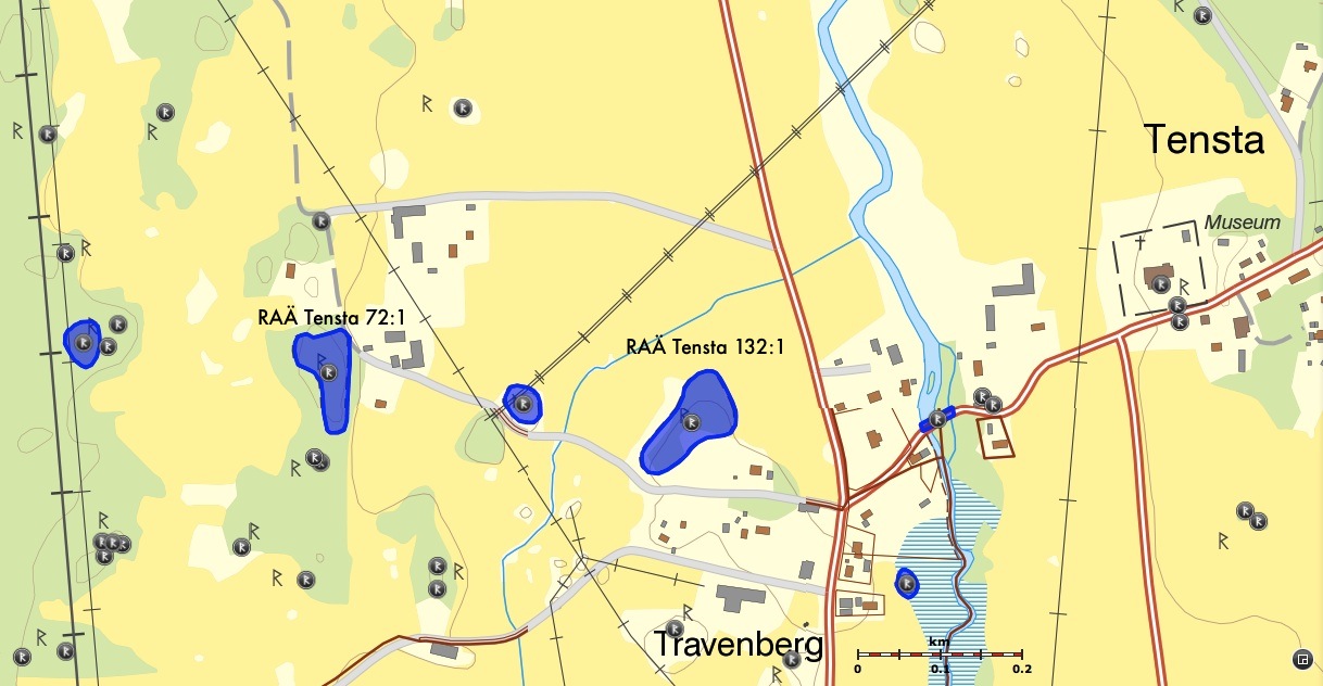 Karta & bilder över gravfält i Bräcksta